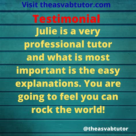 Testimonial About The Asvab Tutor The Asvab Tutor