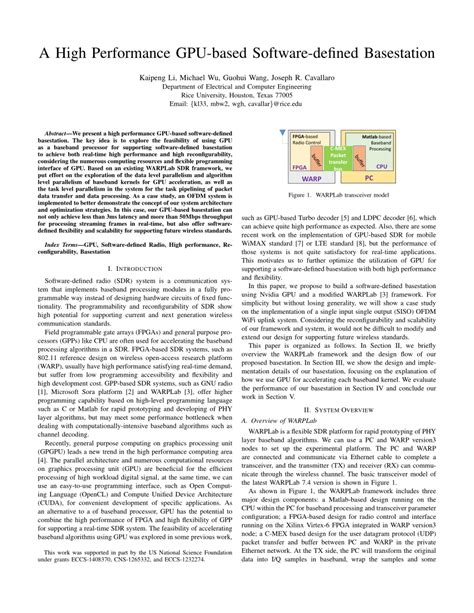 PDF A High Performance GPU Based Software Defined Basestation