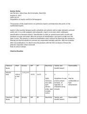 Procedure For Synthesis Of Aspirin Lab Report Docx Kerstyn Helms Lab Partners Alexa Haas Kevin