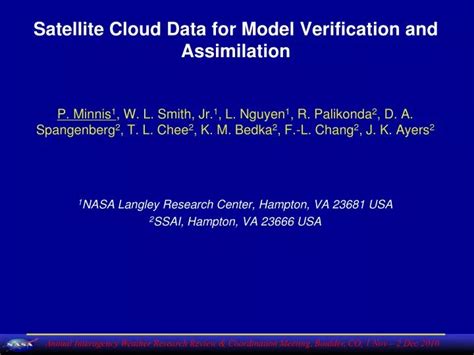 PPT Satellite Cloud Data For Model Verification And Assimilation PowerPoint Presentation ID