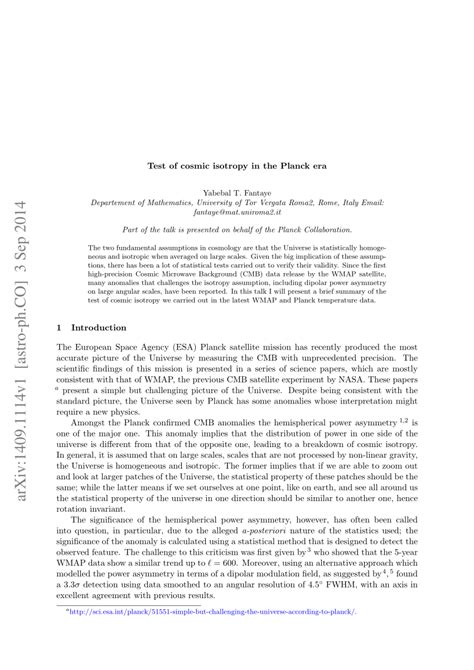 PDF Test Of Cosmic Isotropy In The Planck Era