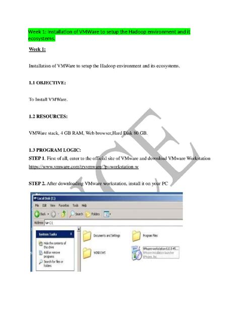 BigData Analytics LAB Manual Week Installation Of VMWare To Setup