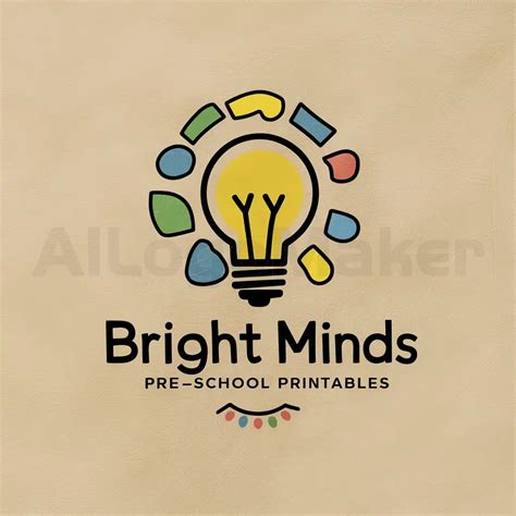 Logo Design For Bright Minds Vibrant And Playful Typography For Preschool Printables On Etsy