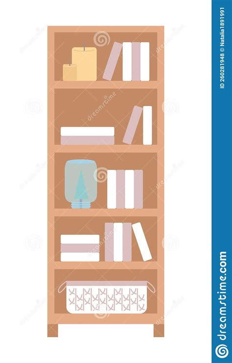 Bookshelf Cozy Semi Flat Color Vector Object Stock Vector