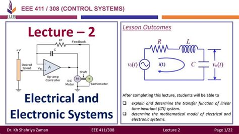 Introduction To Control System Lecture 2 Slides Pdf