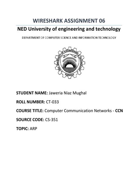 Wireshark Assignment 06 Pdf Computer Engineering Network Architecture