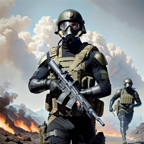 Realistic Soldier Holding A Gun Rifle Realistic Gra Openart