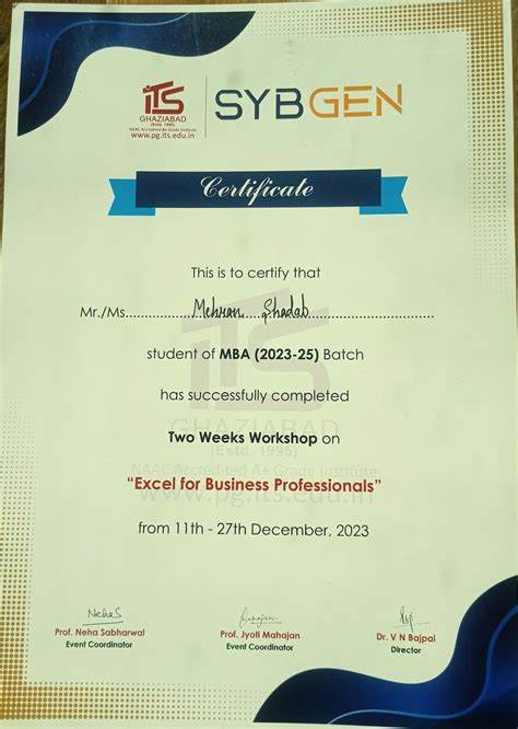 I Have Done Excel For Business At Its Ghaziabad Mehran Shadab