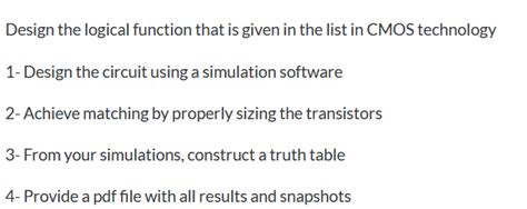 Solved Design The Logical Function That Is Given In The List