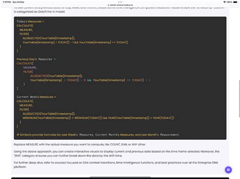 Dax Previous Shift Previous Week Dynamic Switch Dax Enterprise Dna Forum