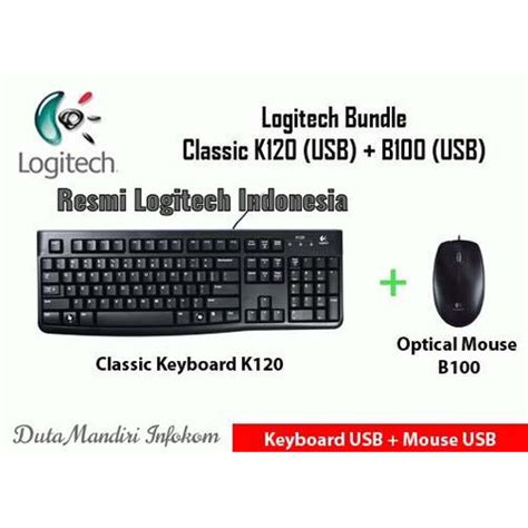Jual Logitech Keyboard K120 Mouse Logitech B100 Usb Combo Set Bundle Paket Jakarta