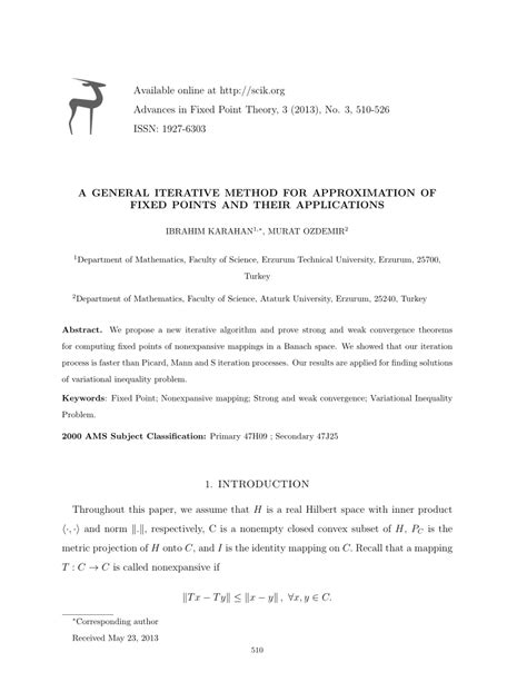 Pdf A General Iterative Method For Approximation Of Fixed Points And