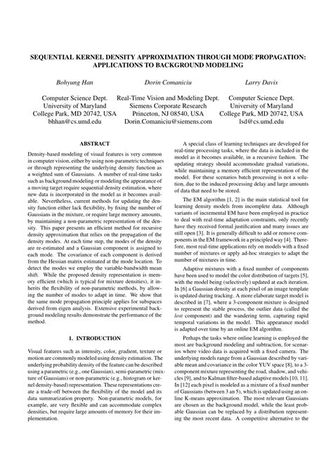 Pdf Sequential Kernel Density Approximation Through Mode Propagation