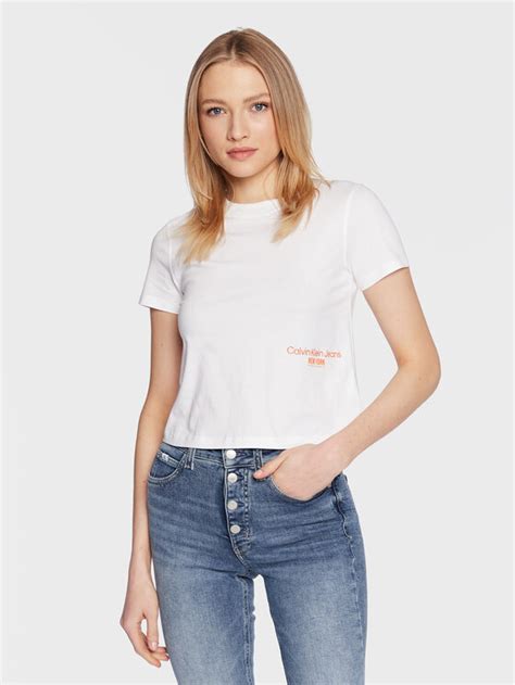 Calvin Klein Jeans T Shirt J20j221047 Weiß Regular Fit Modivo De