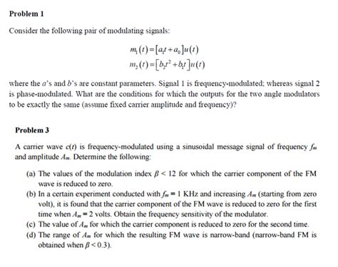 Solved Consider The Following Pair Of Modulating Signals