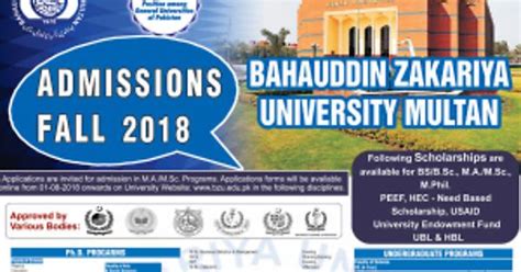 Bahauddin Zakariya University Multan Bzu Undergraduate Fall
