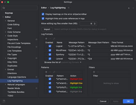 Log Highlighting Phpstorm Documentation