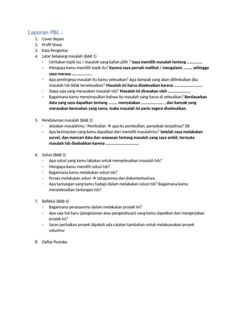 Laporan Pbl Project Based Learning Pdf