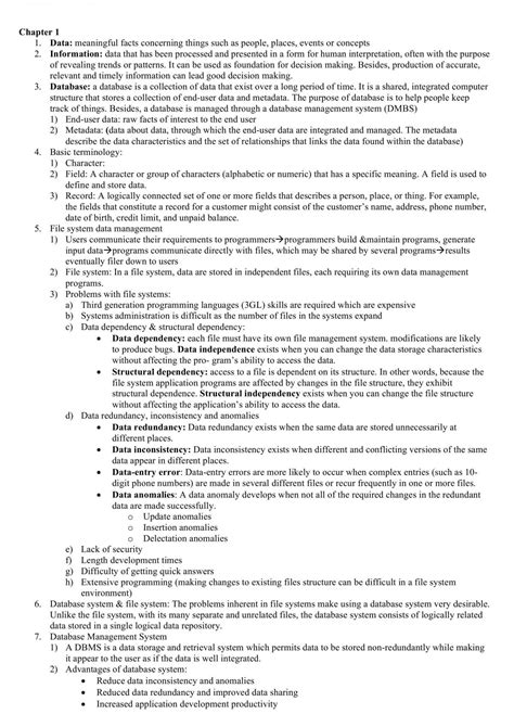 Infs1603 Summary Notes Infs1603 Introduction To Business Databases Unsw Thinkswap