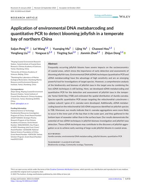 Pdf Application Of Environmental Dna Metabarcoding And Quantitative