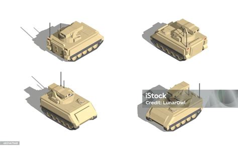 군사 수송 아이소메트릭 벡터입니다 탱크 포 탑 안티와 기갑된 인사 캐리어입니다 3차원 형태에 대한 스톡 벡터 아트 및 기타 이미지 3차원 형태 군사 군용 차량