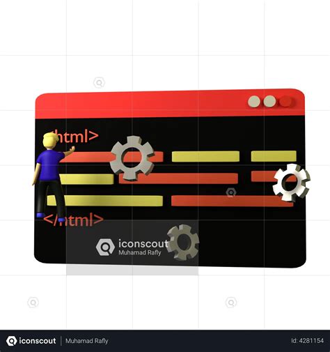 Programmer Working On A Html Code 3d Illustration Download In Png Obj