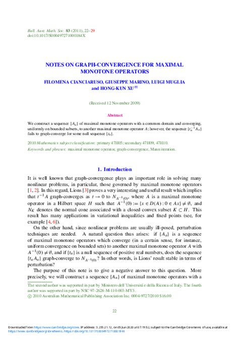 Pdf Notes On Graph Convergence For Maximal Monotone Operators