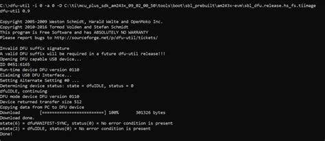 mcu plus sdk am243x bootloader from dfu tool arm based