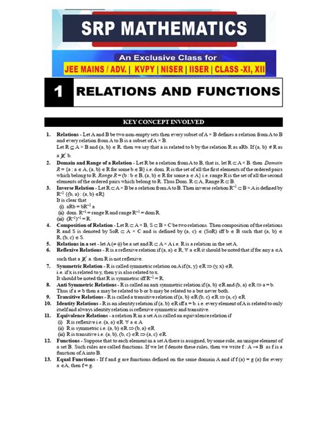 Relation And Function Pdf Function Mathematics Mathematical Analysis