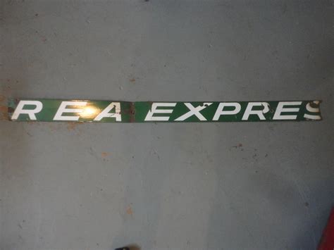 Vintage 1960s Porcelain Rea Railway Express Agency Sign Antique Price Guide Details Page
