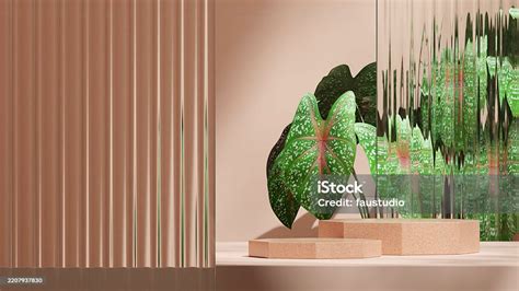 풍경 유리 벽 3d 렌더링 이미지 빈 모형 화강암 질감 육각형 모양 연단 0명에 대한 스톡 사진 및 기타 이미지 0명 3차원 형태 강단 Istock