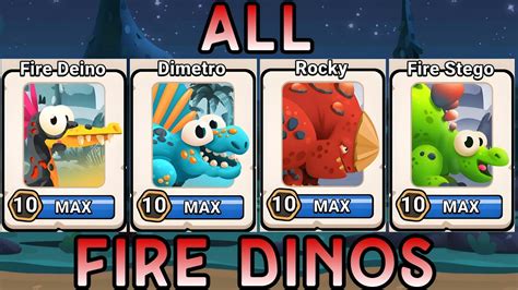 Max Level Fire Dinos Dino Bash 2 Travel Through Time Youtube