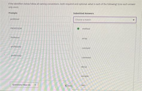 Solved If The Identifiers Below Follow All Naming
