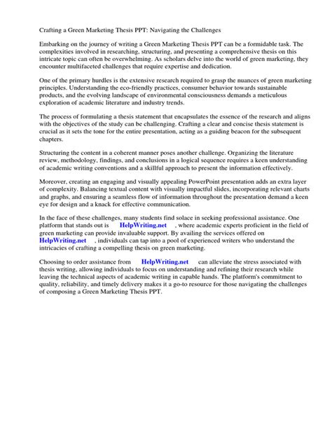 Green Marketing Thesis Pdf Marketing Thesis