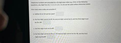 Telephone Numbers Are Preceded By A 3 Digit Area Code