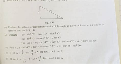 Fig B Find Out The Values Of Trigonometric Ratios Of The Angle I