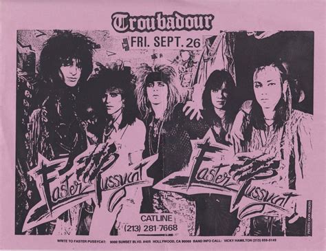Faster Pussycat Early Flyer Band Posters Gig Posters Hair Metal Bands