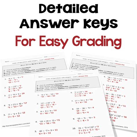 Order Of Operations With Integers Worksheets Differentiated Etsy