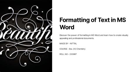 Formatting Of Text In MS Word