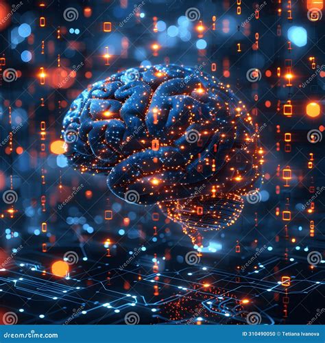ai cognitive web binary neural design stock illustration
