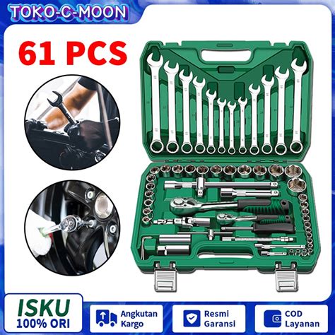 Isku Shock Lock Set Socket Wrench 53 61pcs Socket Set 1 4 Socket Wrench Toolkit Toolbox Set