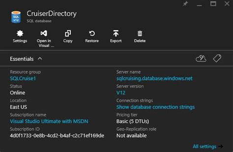 Restoring A Database In Azure
