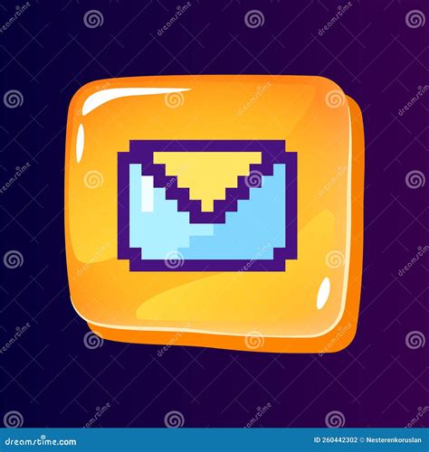 Letter Glossy Ui Button With Pixelated Color Icon Stock Vector Illustration Of Envelope