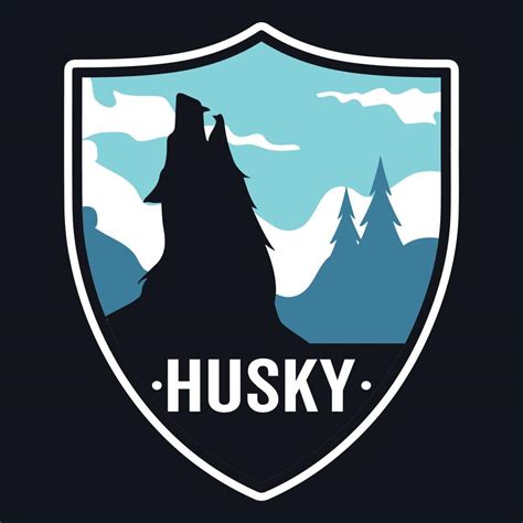 Adventure Husky Label Vector Illustration Retro Vintage Badge Sticker And T Shirt Design