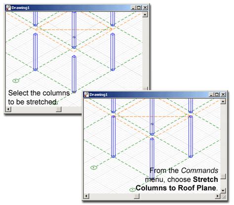 stretch columns to roof plane
