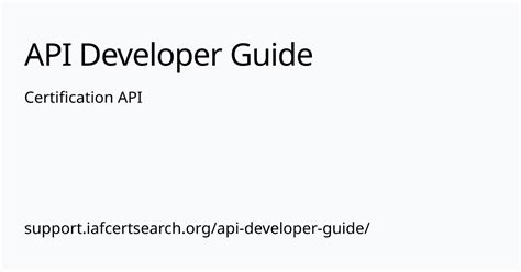 Certification Api Api Developer Guide