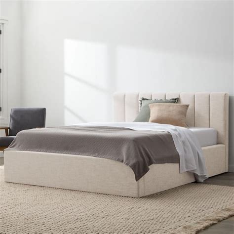 New Heights Hadland Beige Oat Polyester Frame Queen Grounded Platform