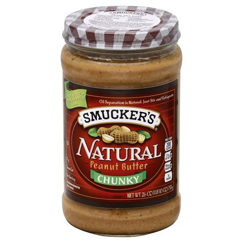 Smuckers Natural Chunky Peanut Butter 26 Ounce Glass Jars Pack Of 3