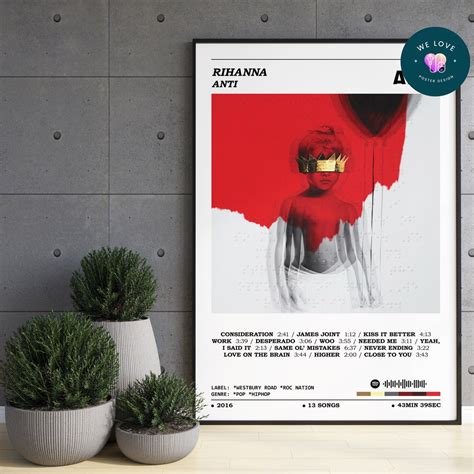 Rihanna Anti Album Poster Rihanna Poster Album Cover Poster Music