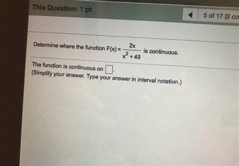 Solved This Question 1 Pt 3 Of 17 2 Determine Where The